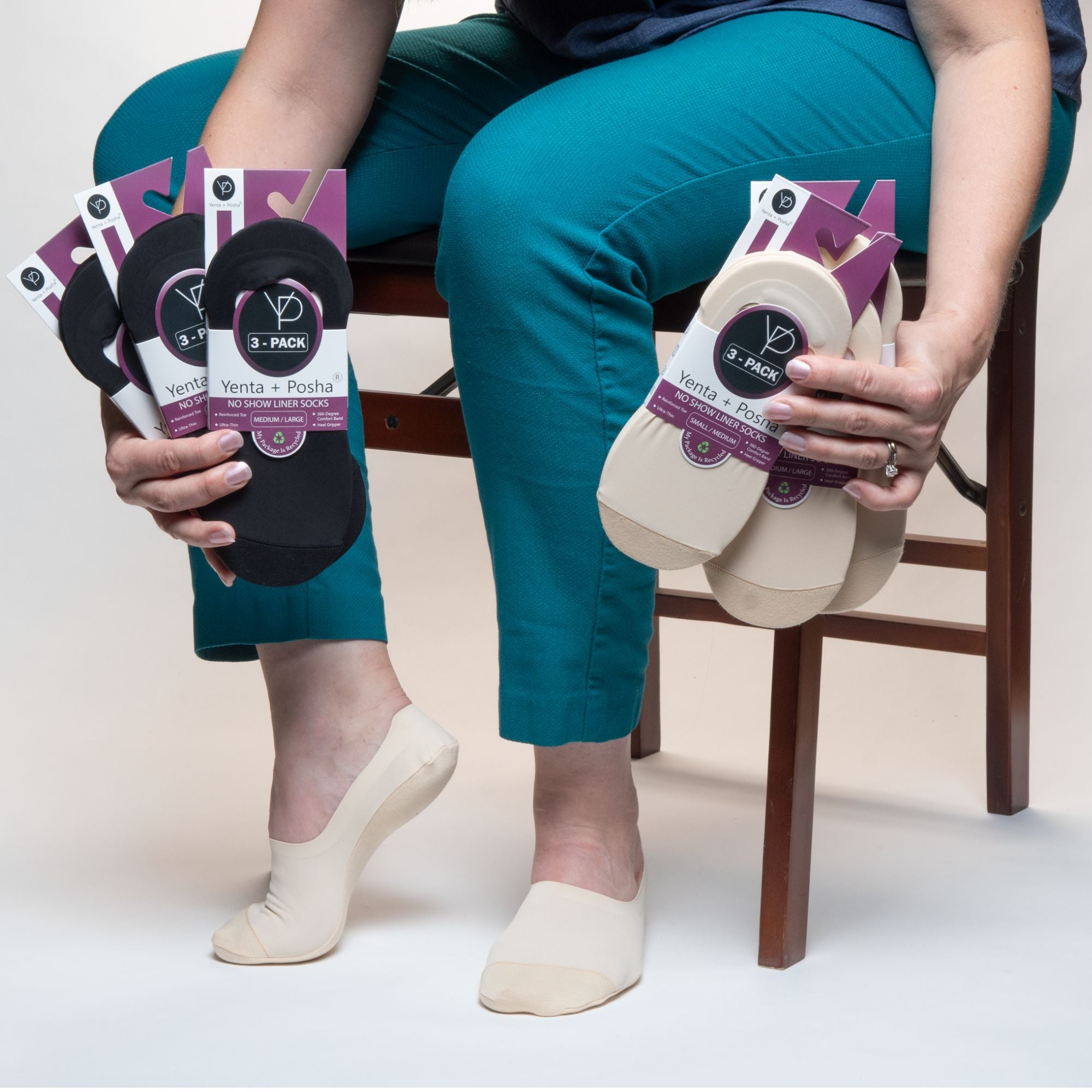 No Show Liner Socks 3-Pack | Ultra-Thin Breathable | Yenta + Posha